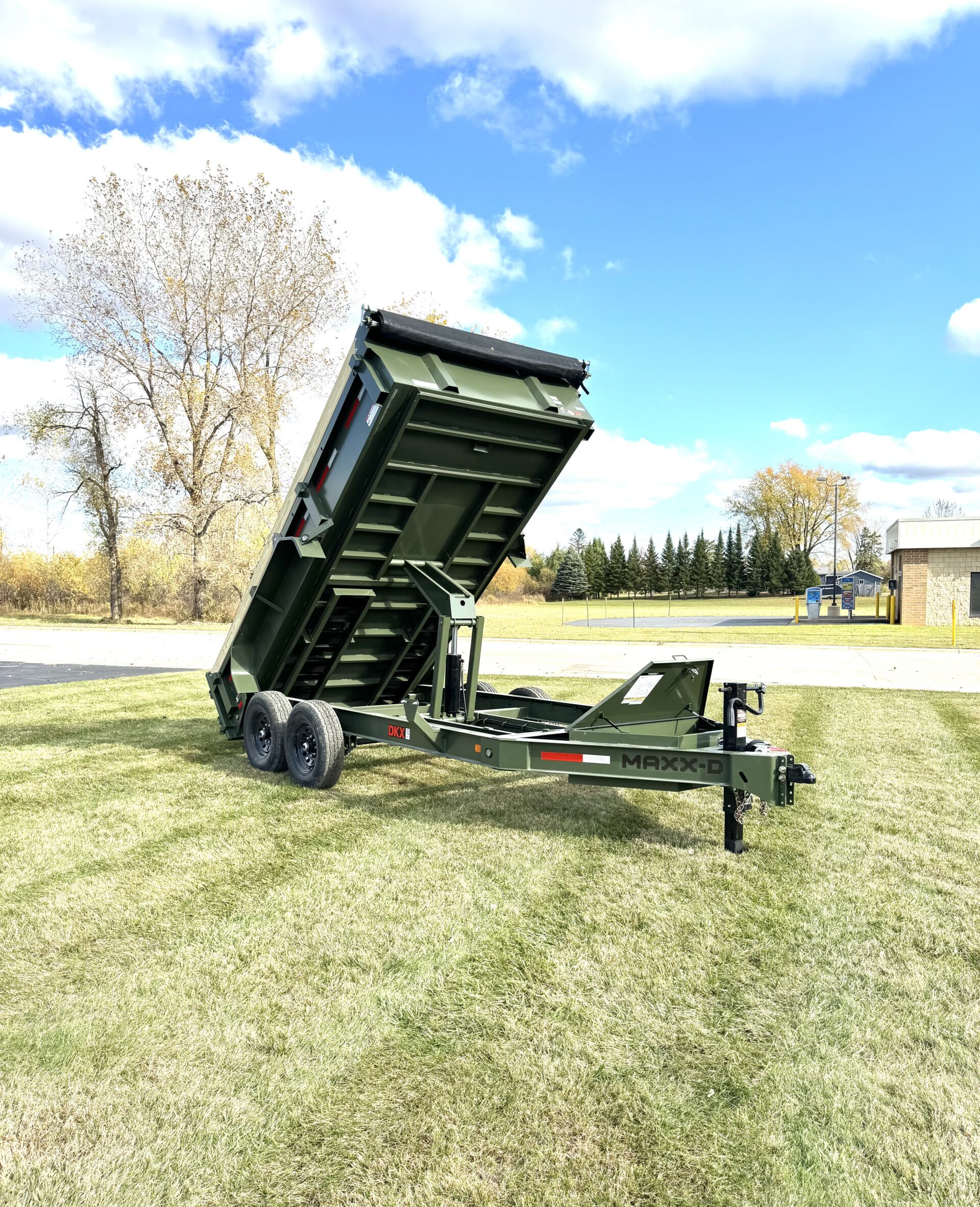 MAXX-D DKX 14ft Dump Trailer | 14K 83″ I-BEAM DUMP- ARMY GREEN ...